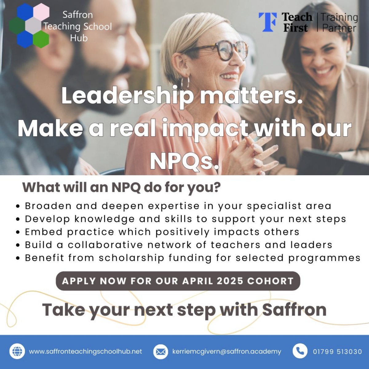 Saffron Teaching School Hub - Last call for NPQ applications